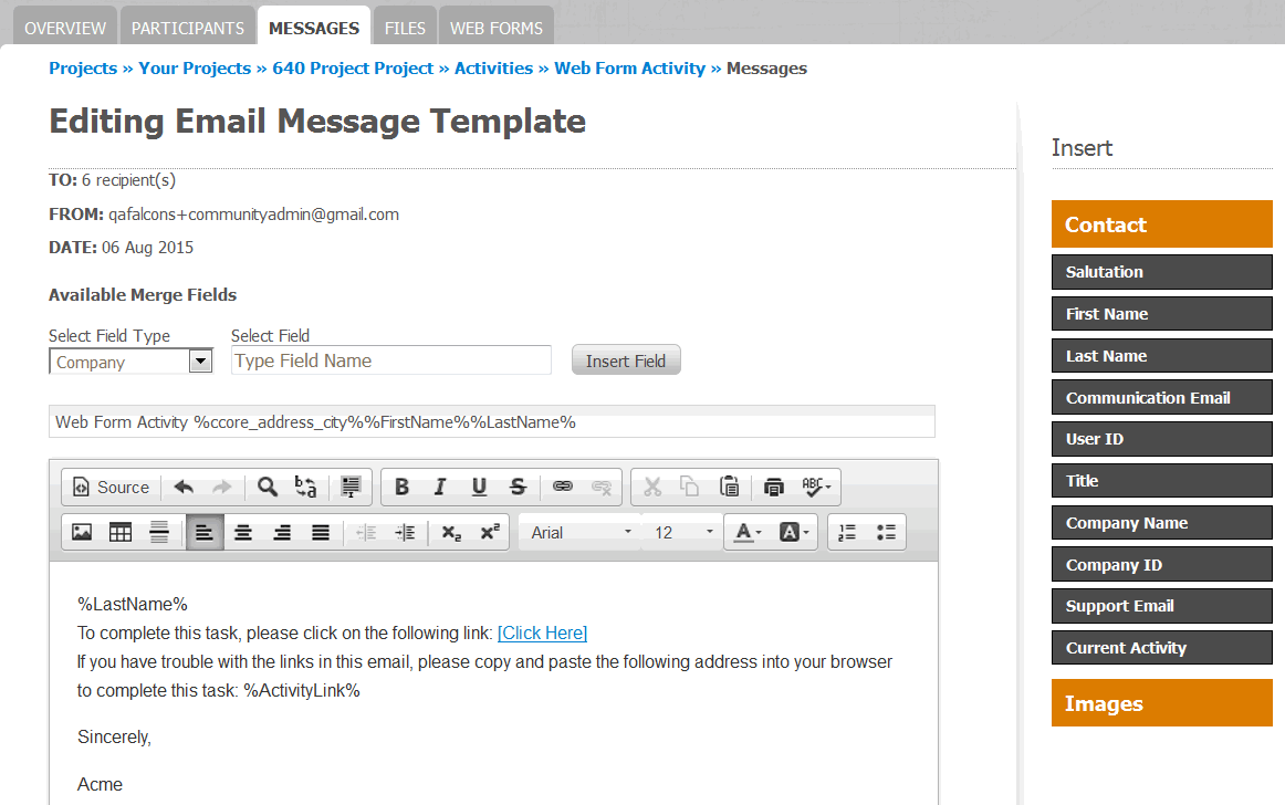 Customizing a Project Kickoff Message