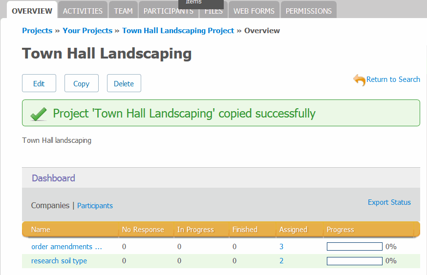 Copying a Project to Create a New One