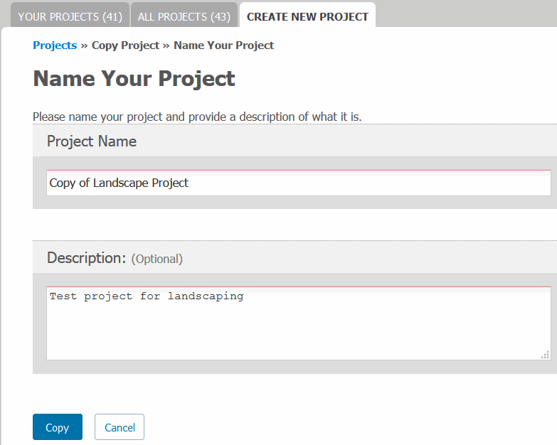 Copying a Project to Create a New One
