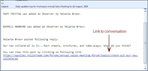 Receiving Emails of Recent Workspace Changes